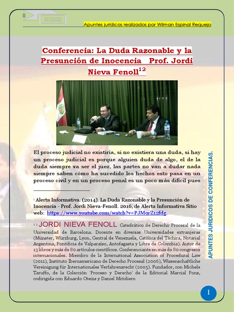 La Duda Razonable y La Presuncion de Inocencia | PDF | Evidencia (ley ...