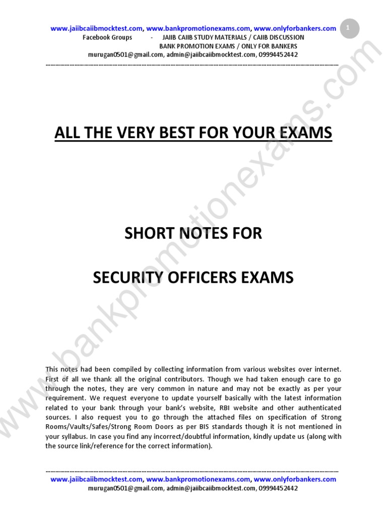 Security Officers Exam - Notes PDF | PDF | Metal Detector | Closed ...