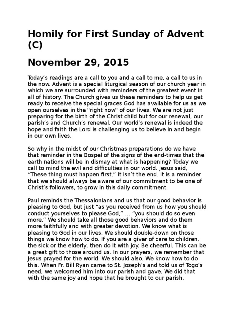 Advent Homily Calls Faithful to Prayer, Hope and Mercy | PDF | Advent ...