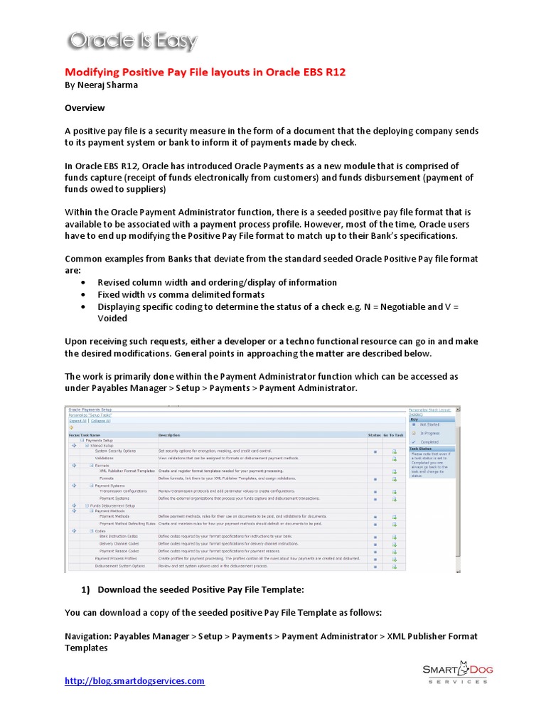 Modifying Positive Pay File Formats in Oracle EBS R12 | PDF | File ...