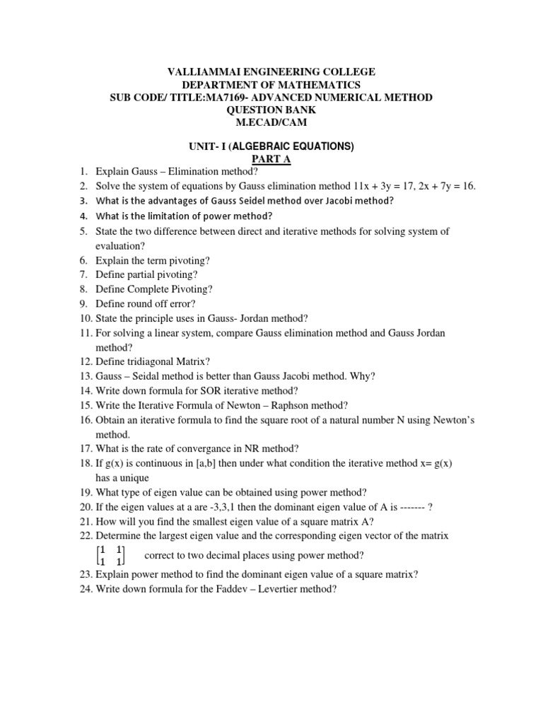 Advanced Numerical Methods | PDF | Finite Element Method | Eigenvalues ...