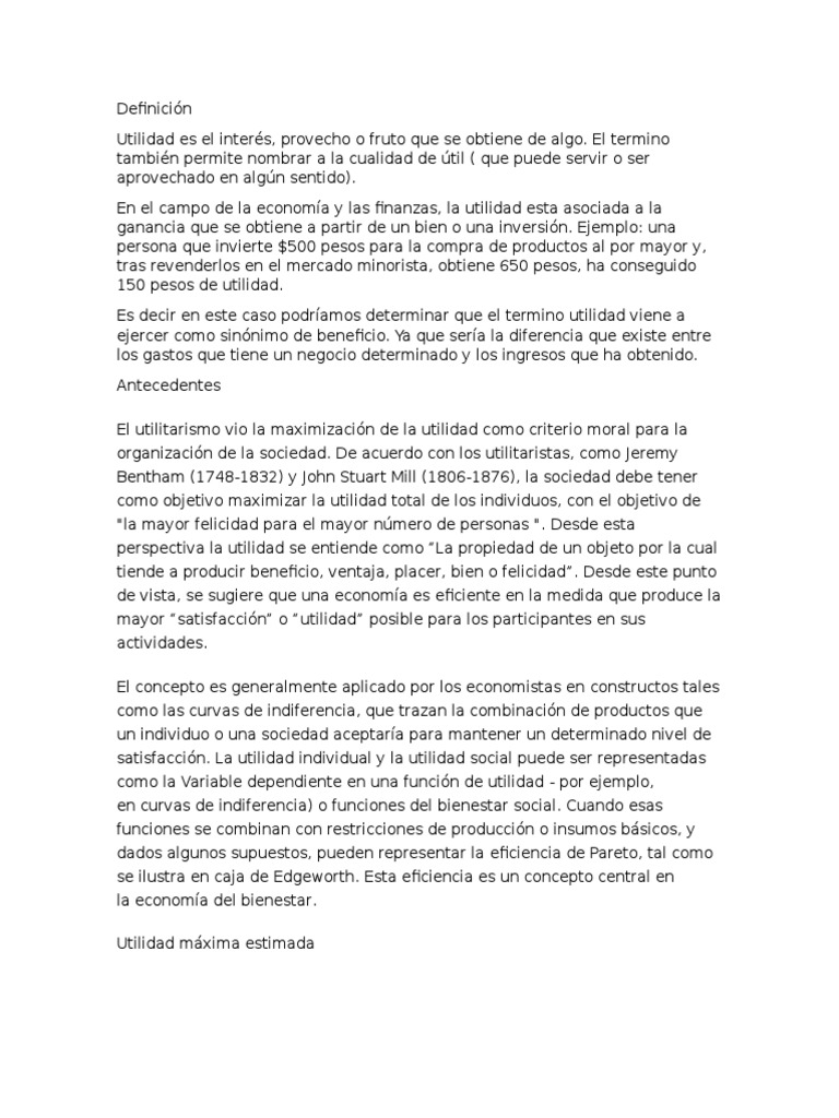 Principio de Utilidad Maxima | PDF