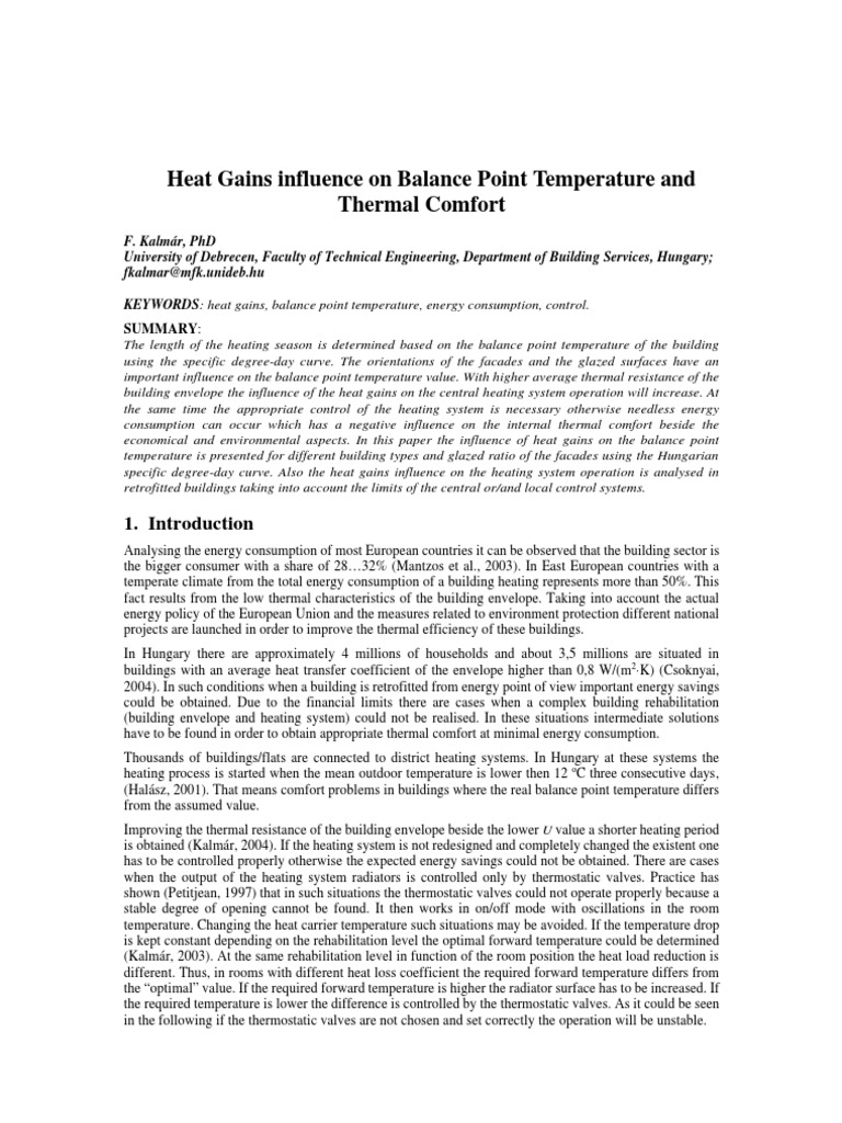 Heat Gains Impact on Thermal Comfort | PDF | Heat Transfer | Heat