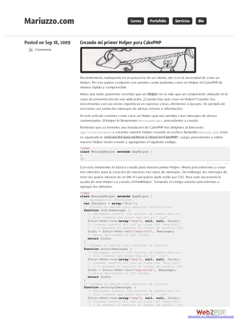 Creación de un Helper en CakePHP | PDF | Ingeniería de software ...