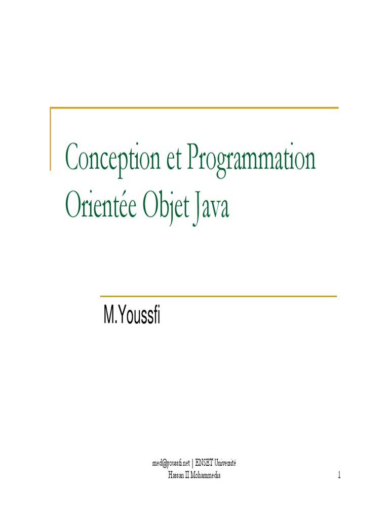 1 Support Poo Java Premire Partie 1 | PDF | Java (Langage de programmation) | Classe (informatique)