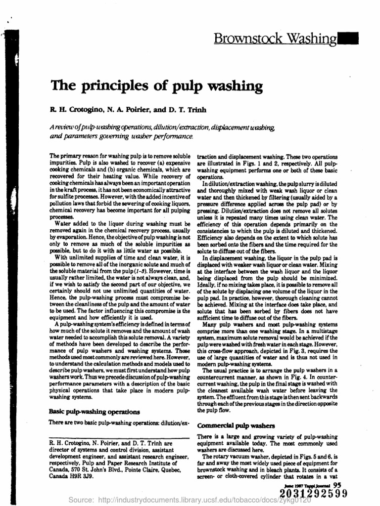 The Principles of Pulp Washing - Pdfa | PDF | Pulp (Paper) | Washing ...