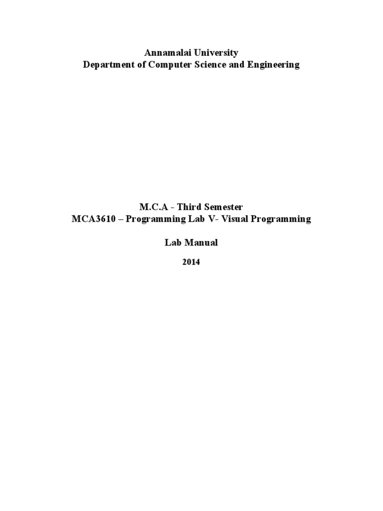 MCA - III SEM - MCA3610-Prog Lab V - Visual Programming Lab Manual PDF ...