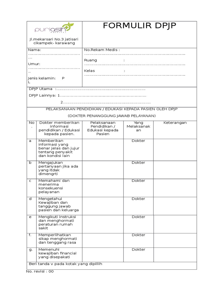 Formulir DPJP | PDF