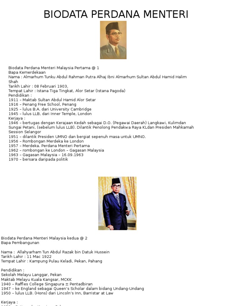 Biodata Perdana Menteri | PDF