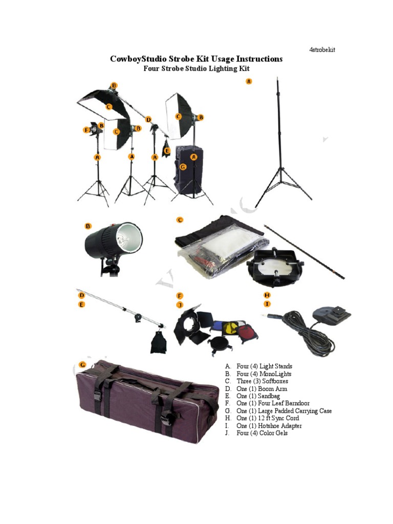 Cowboystudio Strobe Kit Usage Instructions | PDF | Flash (Photography ...