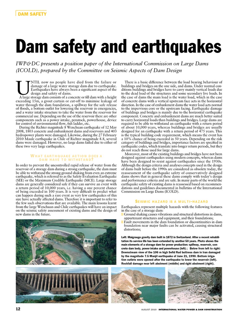 Dam safety and earthquakes | Dam | Earthquakes