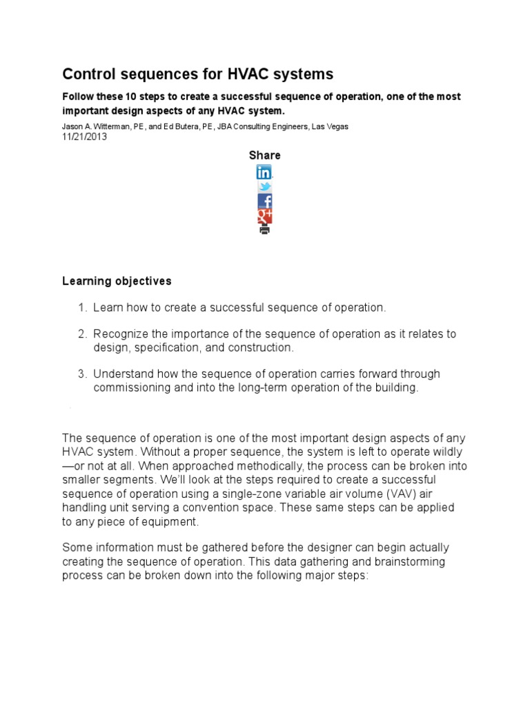 Control Sequences For HVAC Systems | PDF | Hvac | Control System