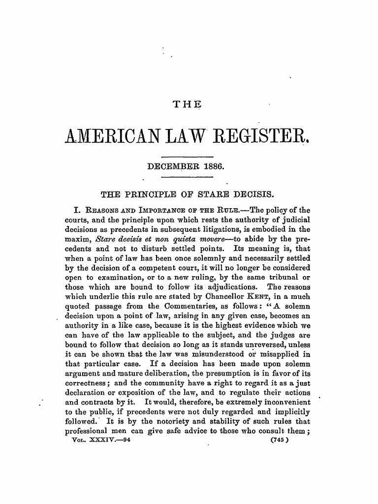 The Principle of Stare Decisis | PDF | Precedent | Supreme Courts