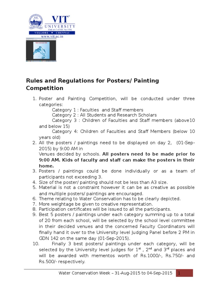 Rules and Regulations For Posters/ Painting Competition | PDF
