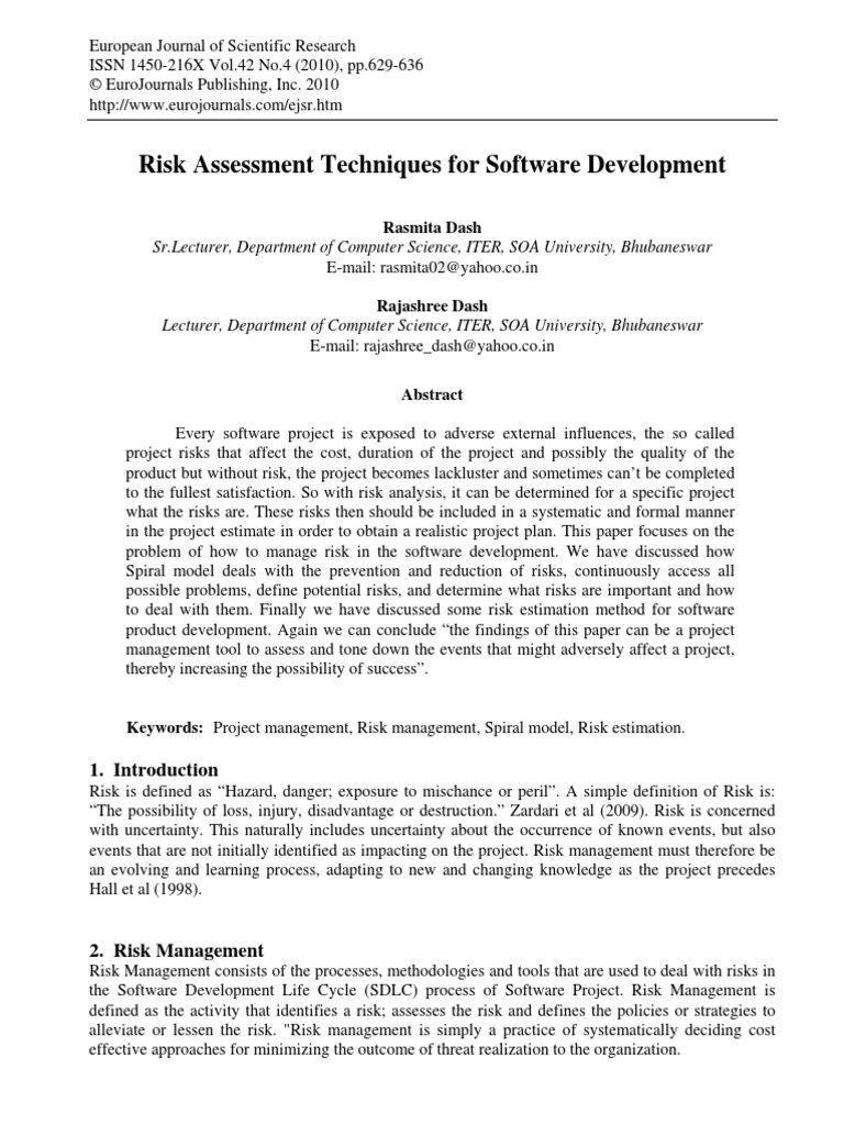 Risk Assessment Techniques For Software Development | PDF | Risk | Risk ...