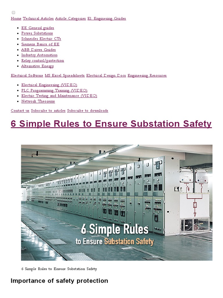 6 Simple Rules To Ensure Substation Safety | PDF | Safety | Electrical ...