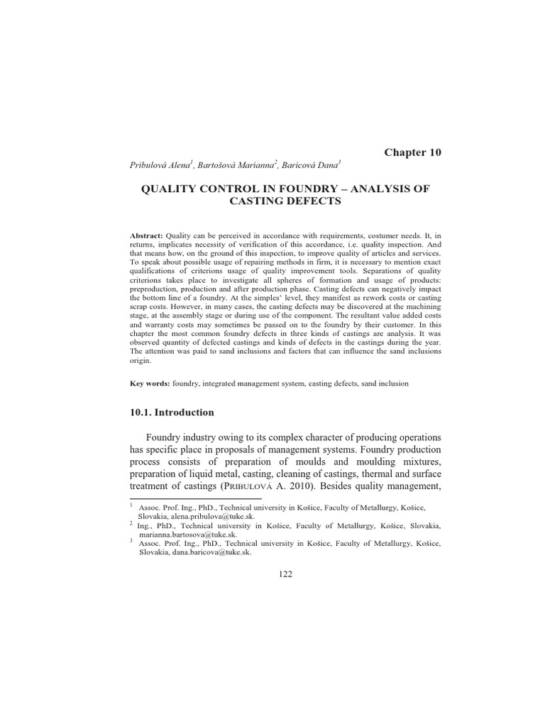 Sand Inclusion Defects in Foundry Casting | PDF