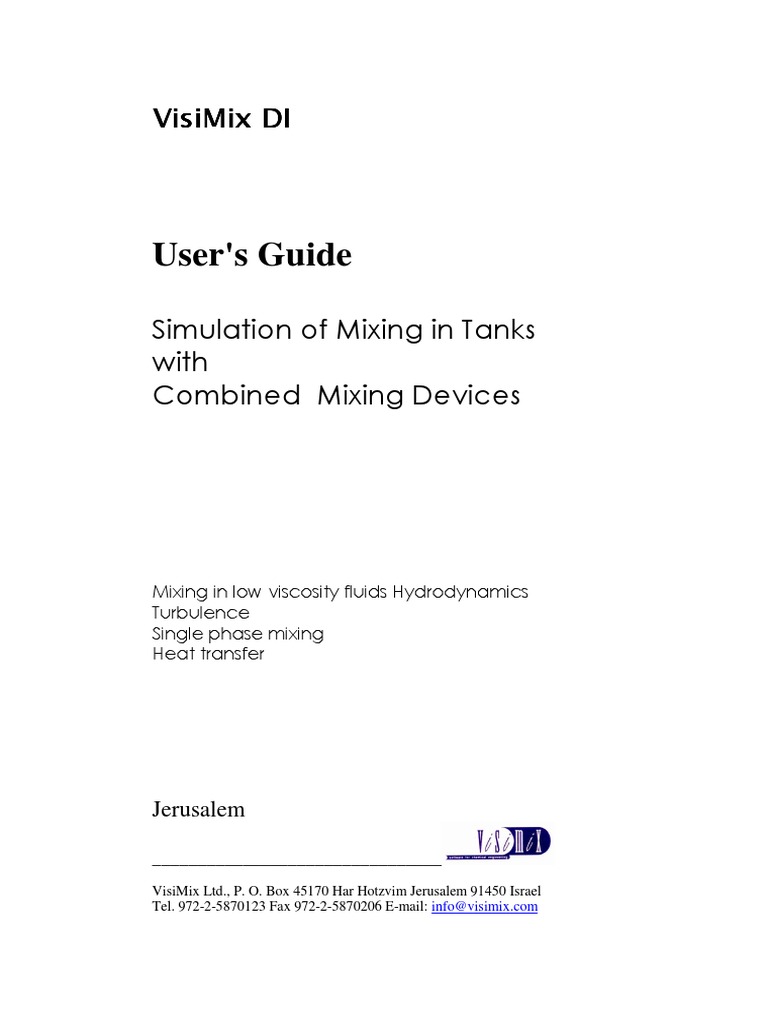 UsersGuide VisiMix DI | PDF | Chemical Reactor | Fluid Dynamics