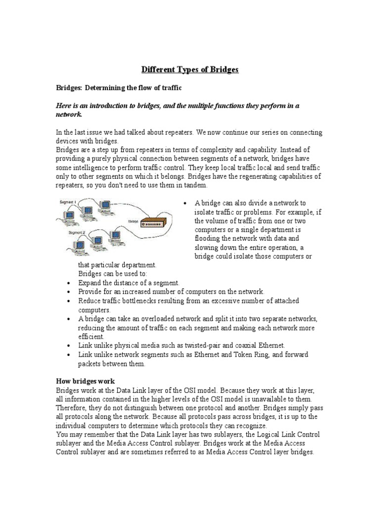 Types and Functions of Network Bridges | PDF | Computer Network | Ethernet