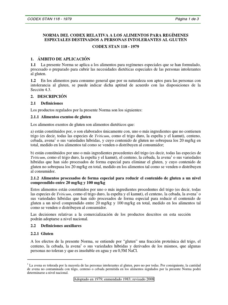 Norma Del Codex Stan 118 - 1979 Codex Relativa A Los Alimentos para ...