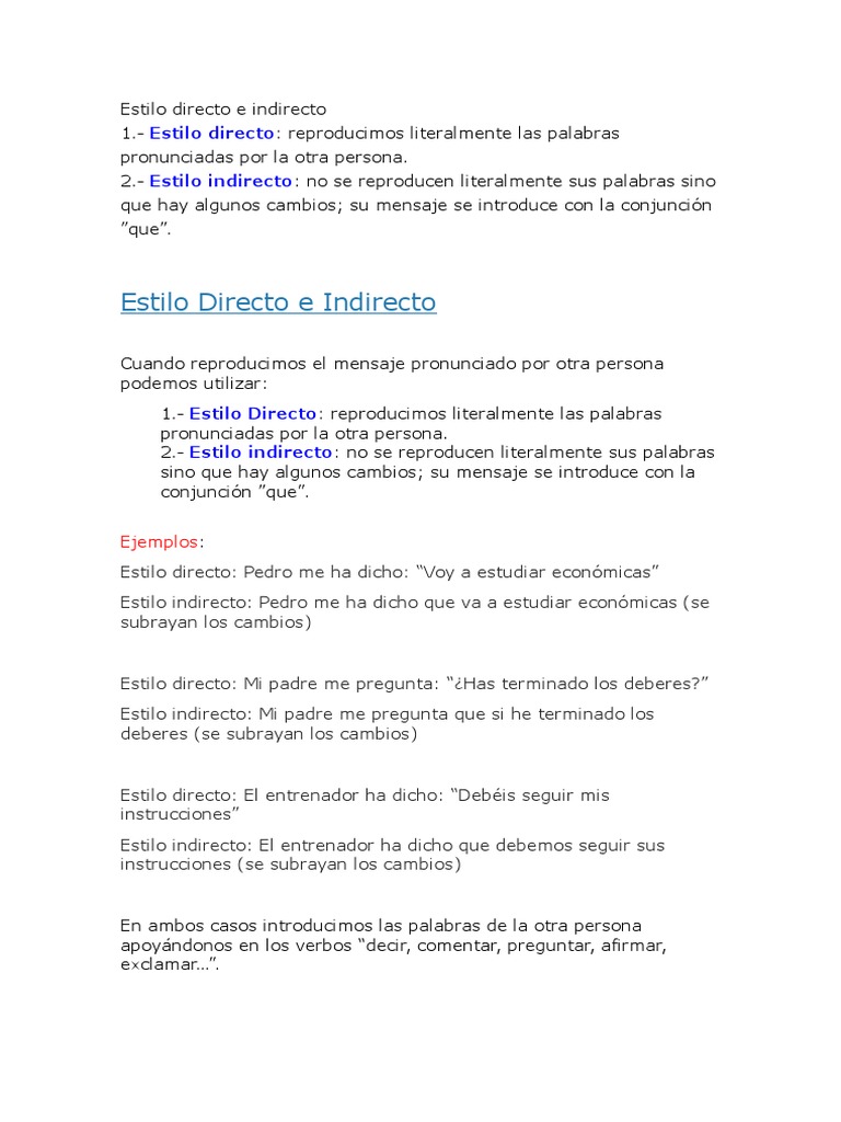 Estilo Directo e Indirecto | PDF | Comillas | Semiótica