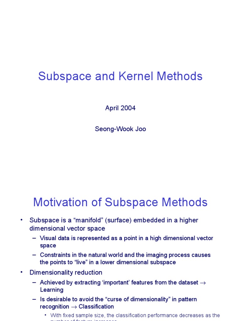 Subspace Methods | PDF | Principal Component Analysis | Mathematical Concepts
