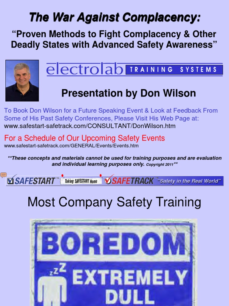 The War Against Complacency | PDF | Safety | Risk