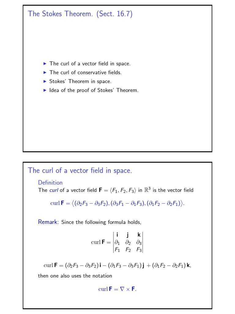 Stokes Theorem | PDF | Divergence | Flux