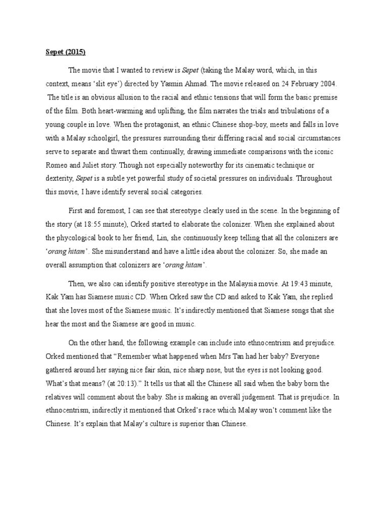 Sepet Movie Review | PDF | Society | Discrimination