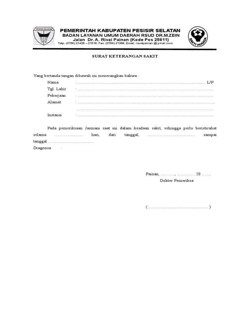 Surat Keterangan Sakit Rsud | PDF