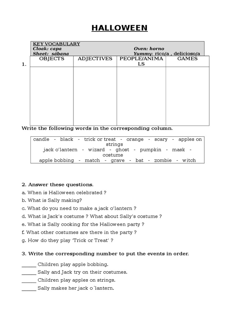 Halloween Vocabulary & Activities Guide | PDF