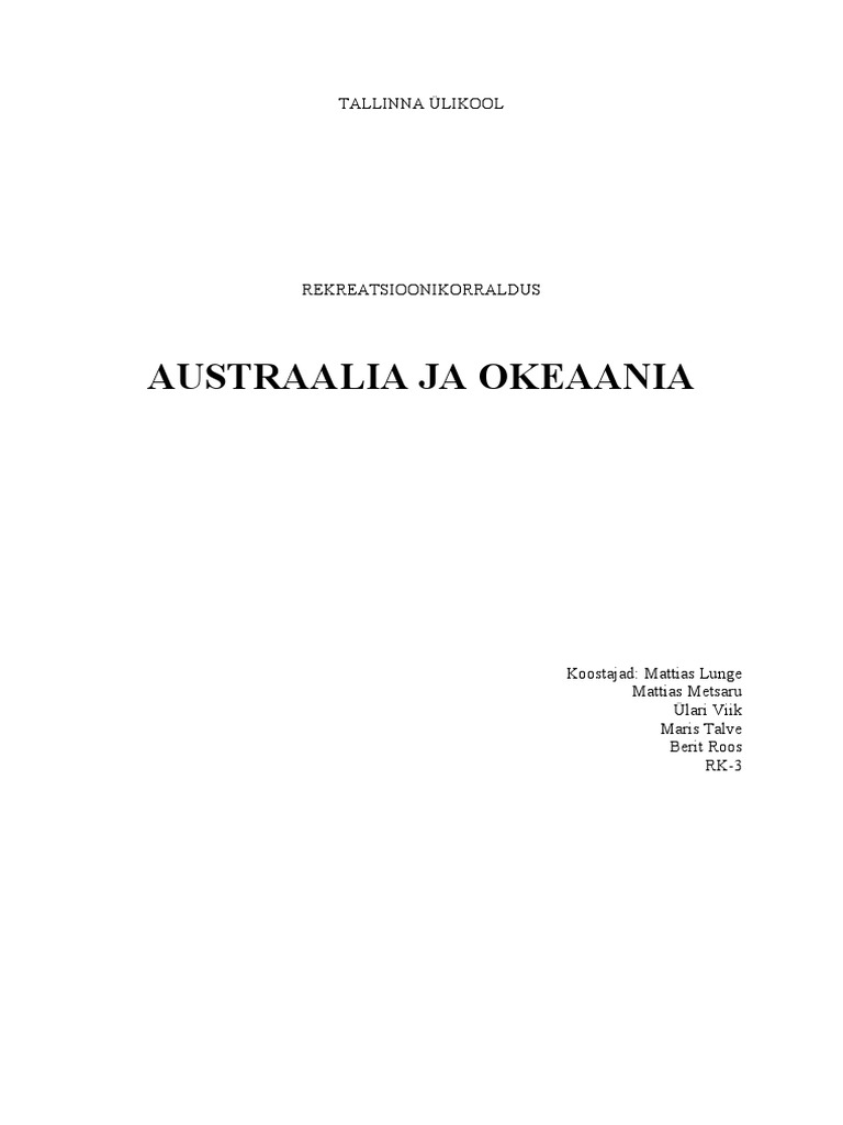Austraalia Ja Okeaania | PDF