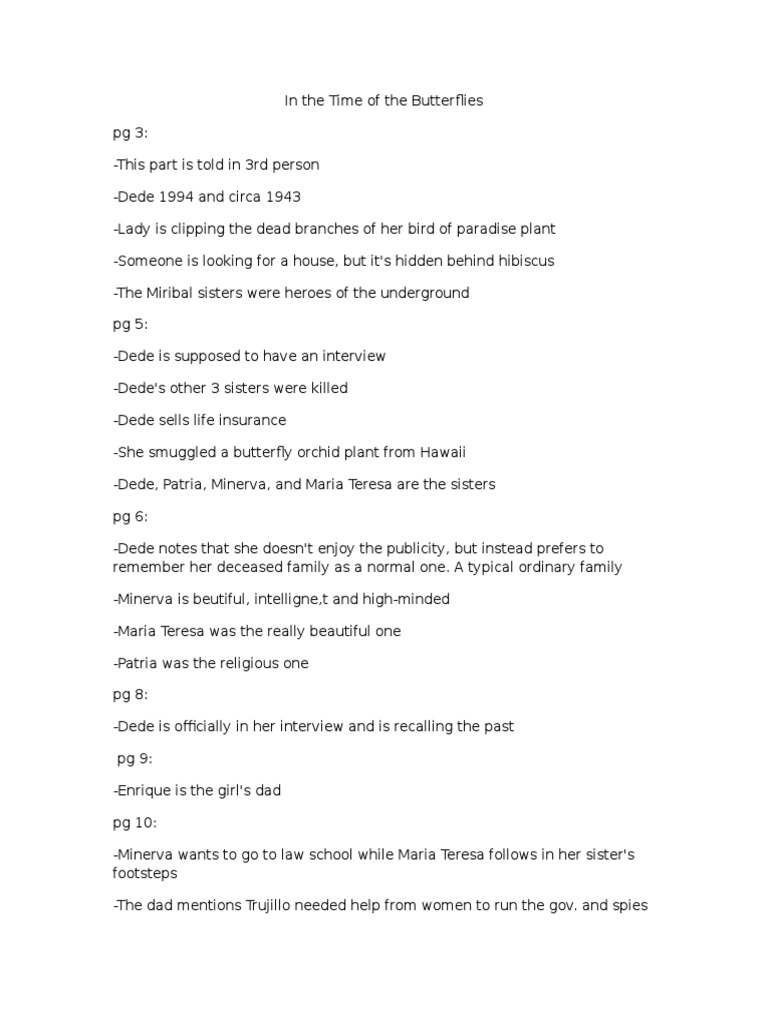 Summary of "In the Time of the Butterflies" | PDF | Violence