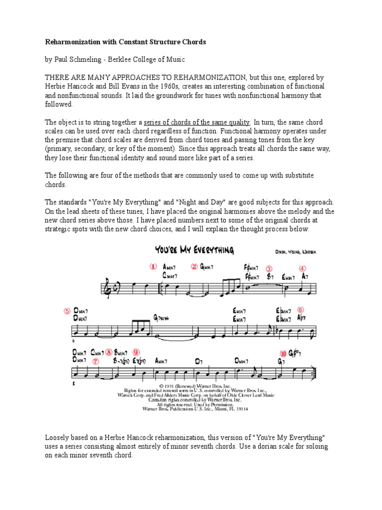 Reharmonization With Constant Structure Chords | PDF | Chord (Music ...