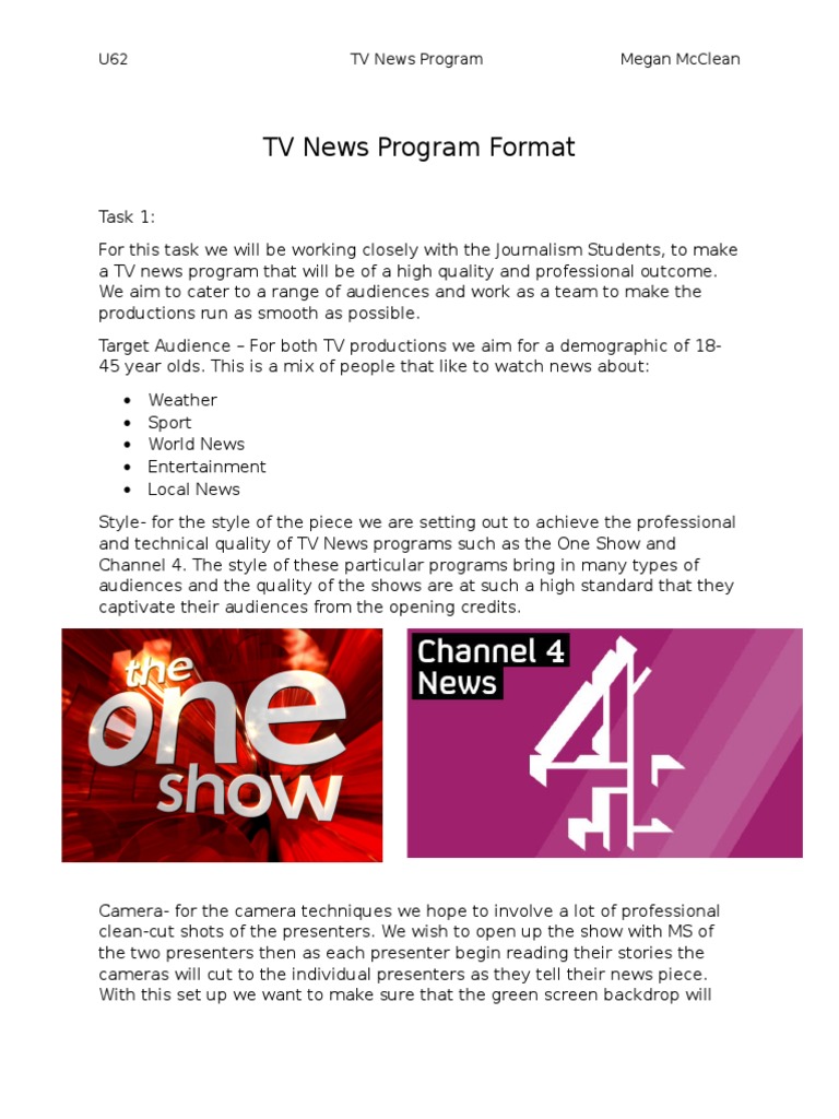 TV News Program Format | PDF | Television | News