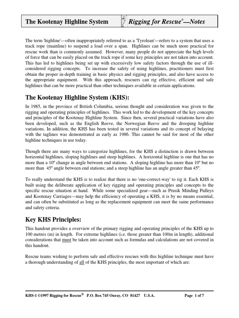 Kootenay Highline System | PDF | Rope | Manufactured Goods