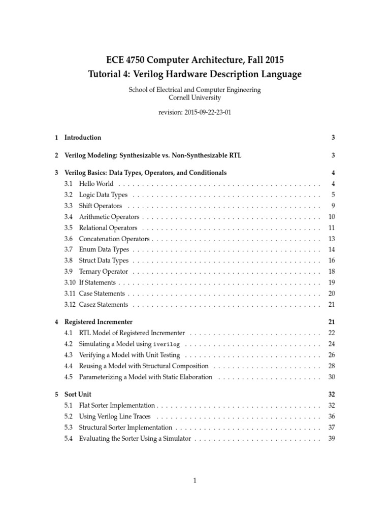 Ece4750 Tut4 Verilog | PDF | Hardware Description Language | Logic Synthesis