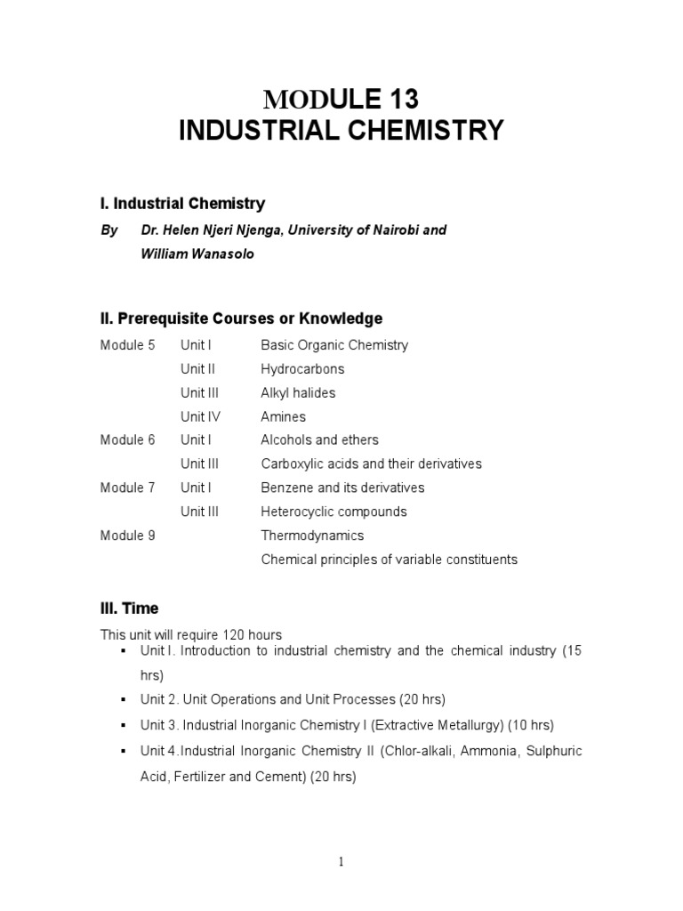 Introduction to Industrial Chemistry | PDF | Chemical Industry | Fine ...