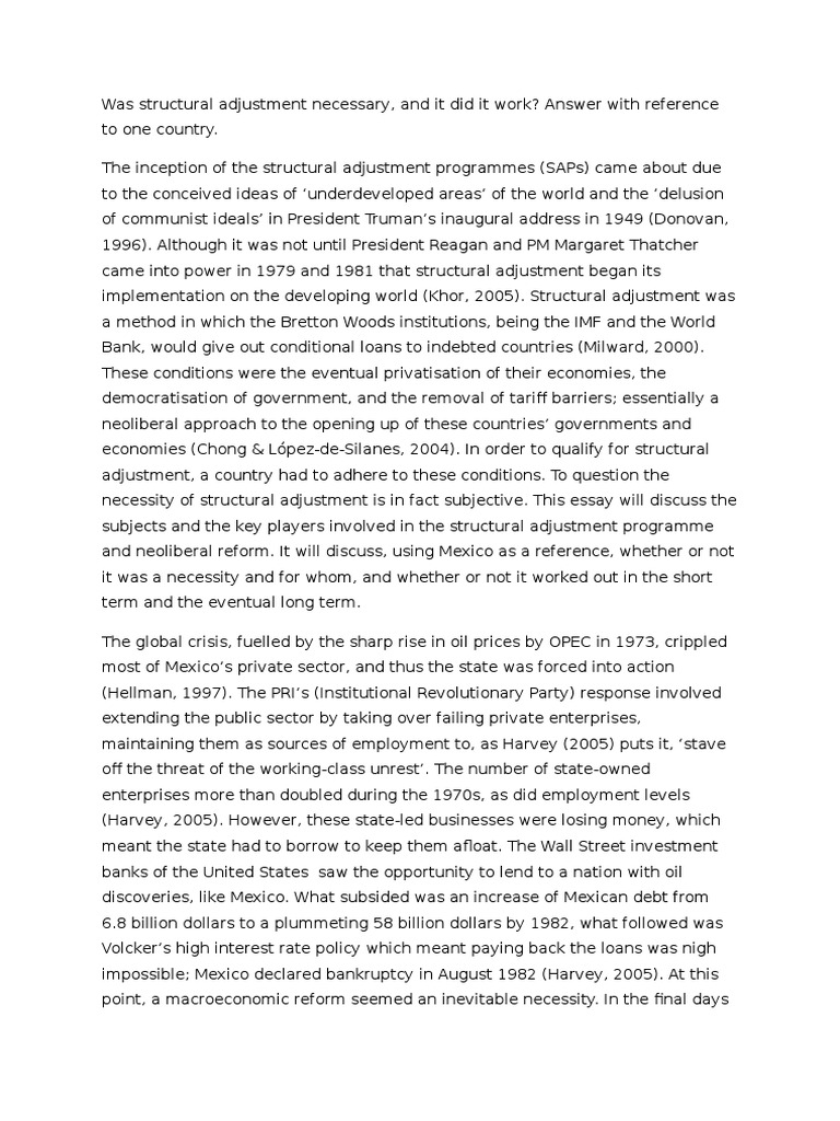 Structural Adjustment Essay - LSE | PDF | Structural Adjustment ...