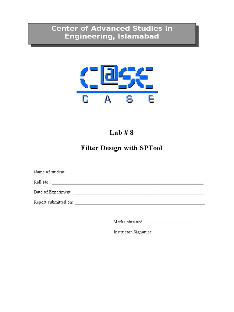 DSP Filter Design With Sptool Matlab | Download Free PDF | Signal ...