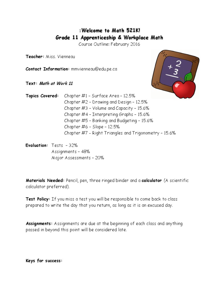 Math 521K Course Outline and Success Tips | PDF