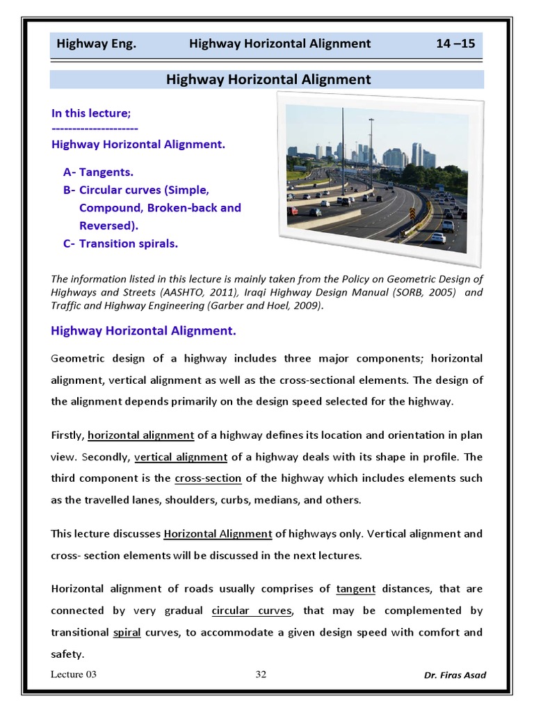 Highway Horizontal Alignment Design | PDF | Geometry | Space