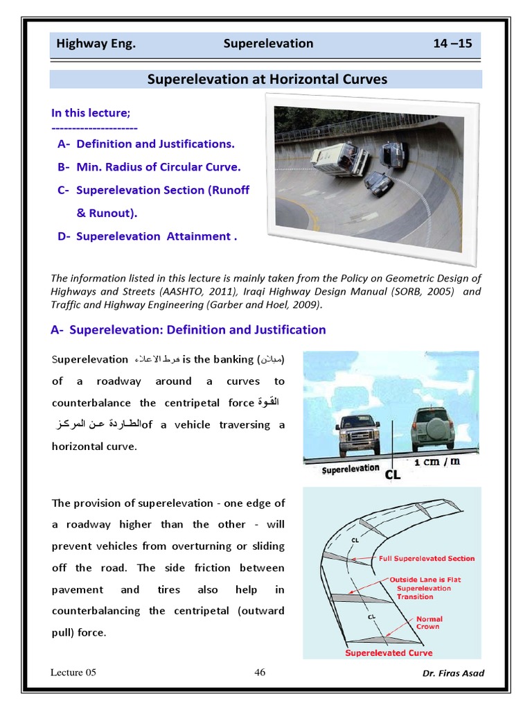 Lec 05 Highway Engineering - Curve Superelevation | PDF | Slope | Tangent