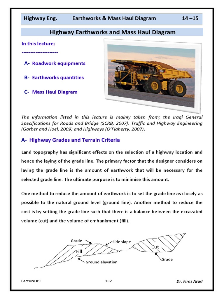 Lec 09 Highway Engineering - Earthworks & Mass Haul Diagram | PDF ...
