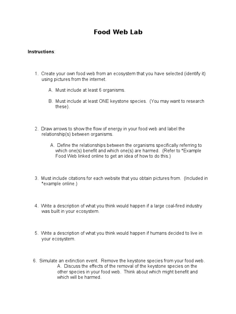 Create and Analyze a Food Web | PDF