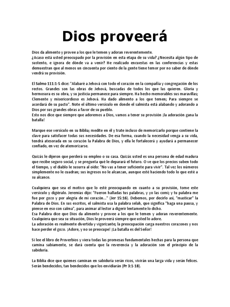 Dios Proveerá | PDF | Salmos | Dios