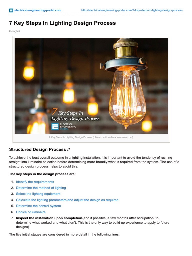 7 Key Steps in Lighting Design Process | PDF | Lighting | Rendering ...