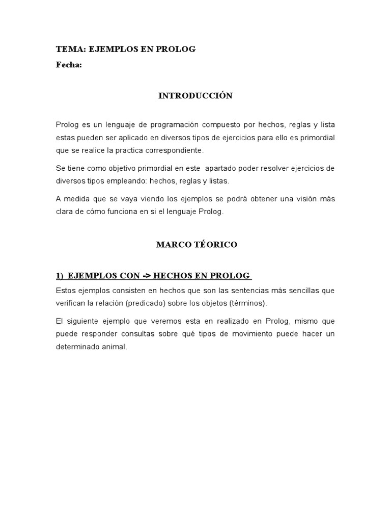 Ejemplos de Prolog | PDF | Lógica de primer orden | Lenguaje de ...