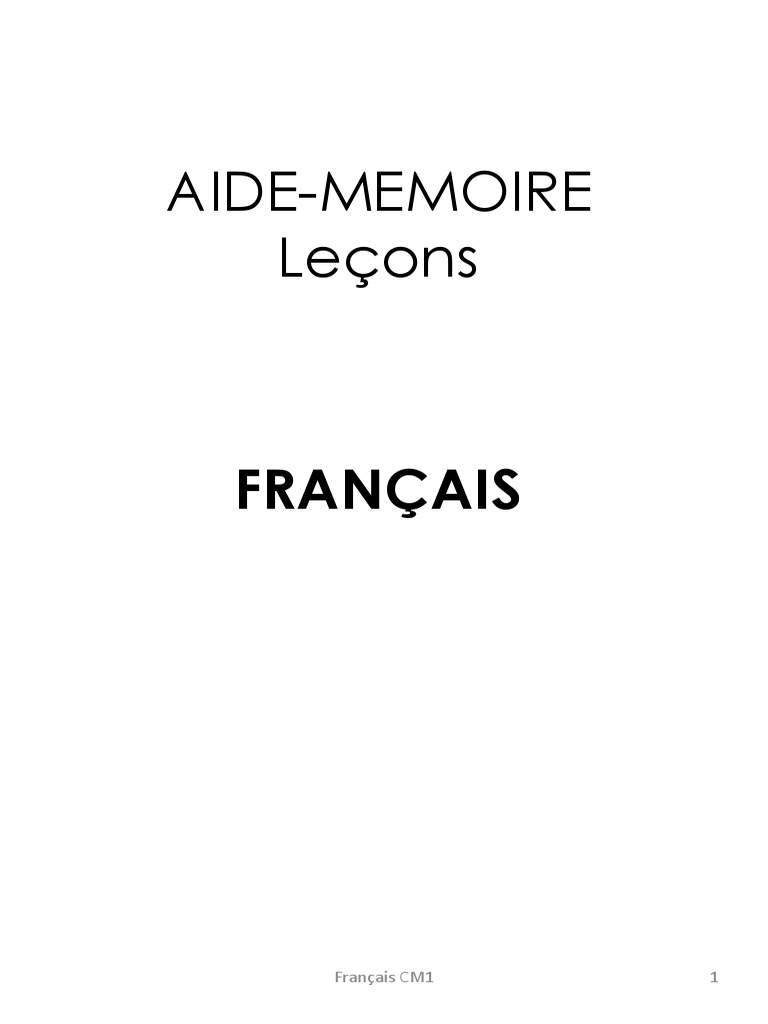 Aide-mémoire Français CM1 | PDF | Clause | Phrase