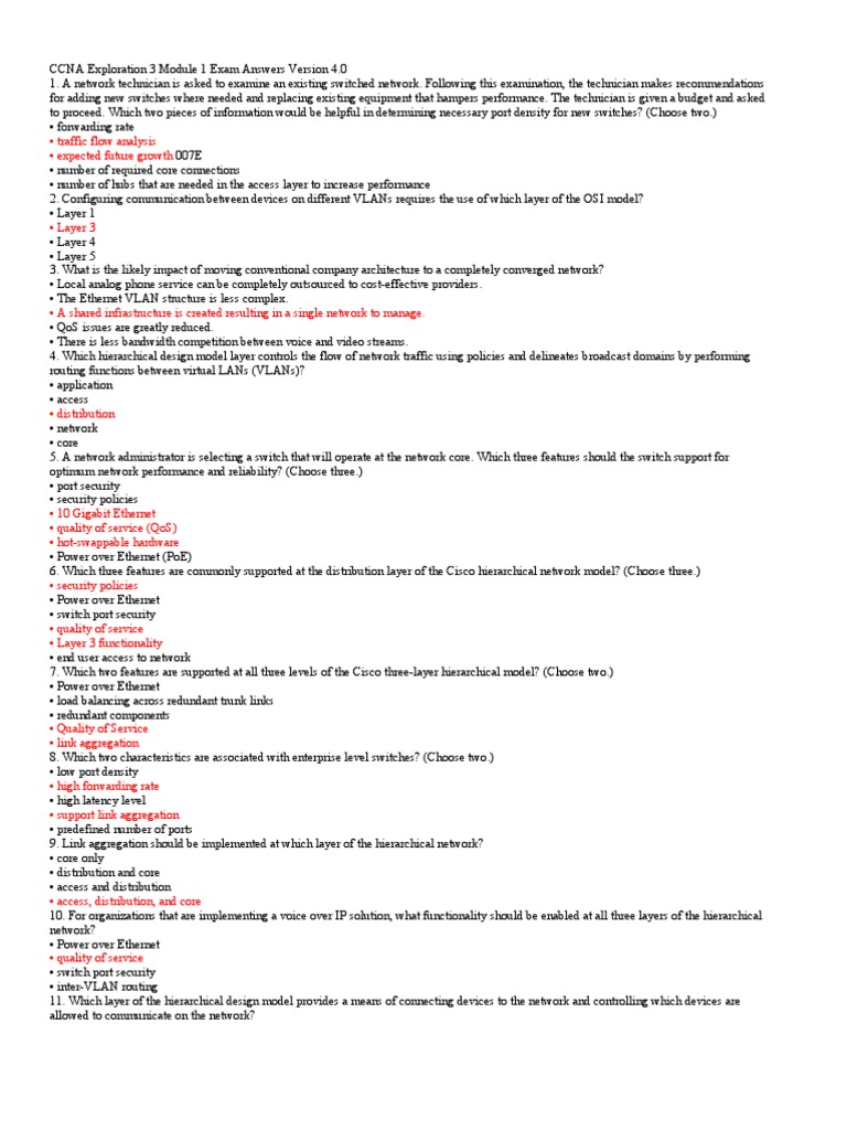 Ccna Exploration 3 Module 1 Exam Answers Version 4 Pdf